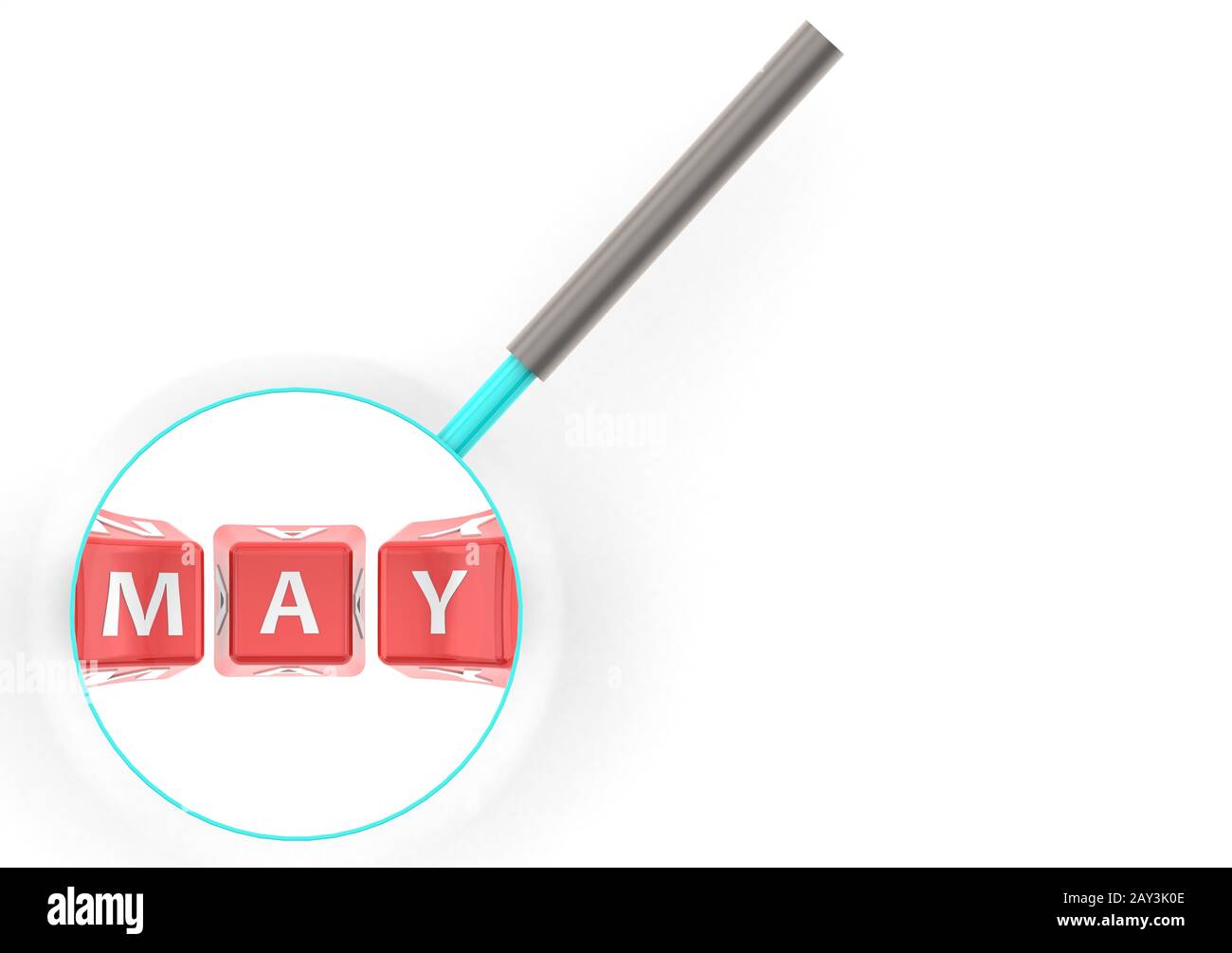 May puzzle with magnifying glass Stock Photo - Alamy