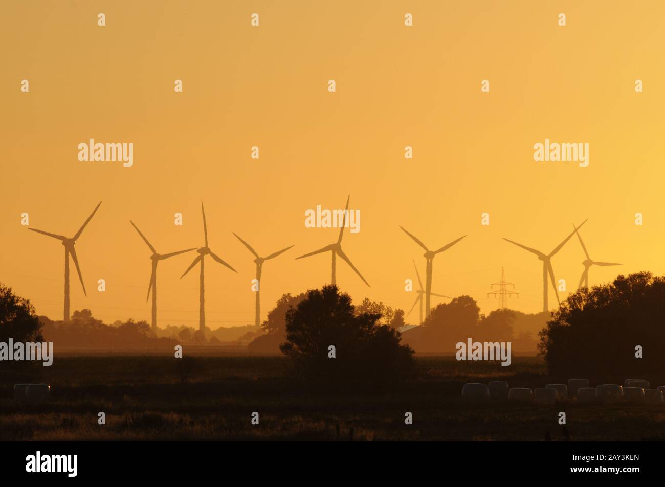 Wind turbines, in the evening Stock Photo - Alamy
