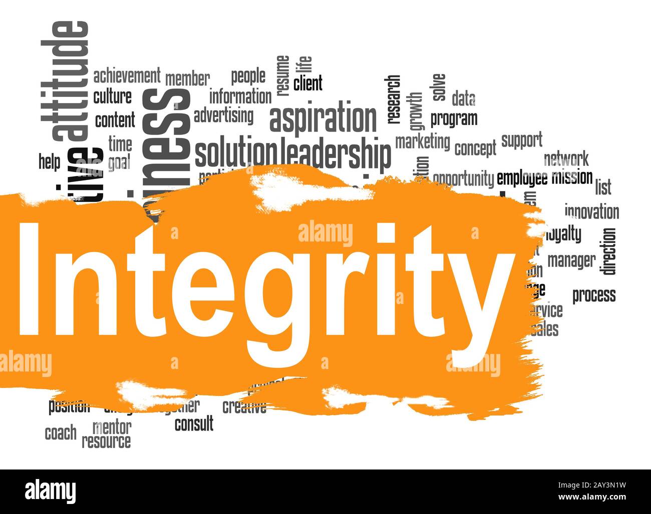 Integrity word cloud with yellow banner Stock Photo - Alamy