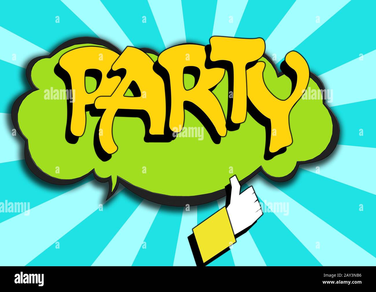 Pop Art comics icon with party word Stock Photo - Alamy