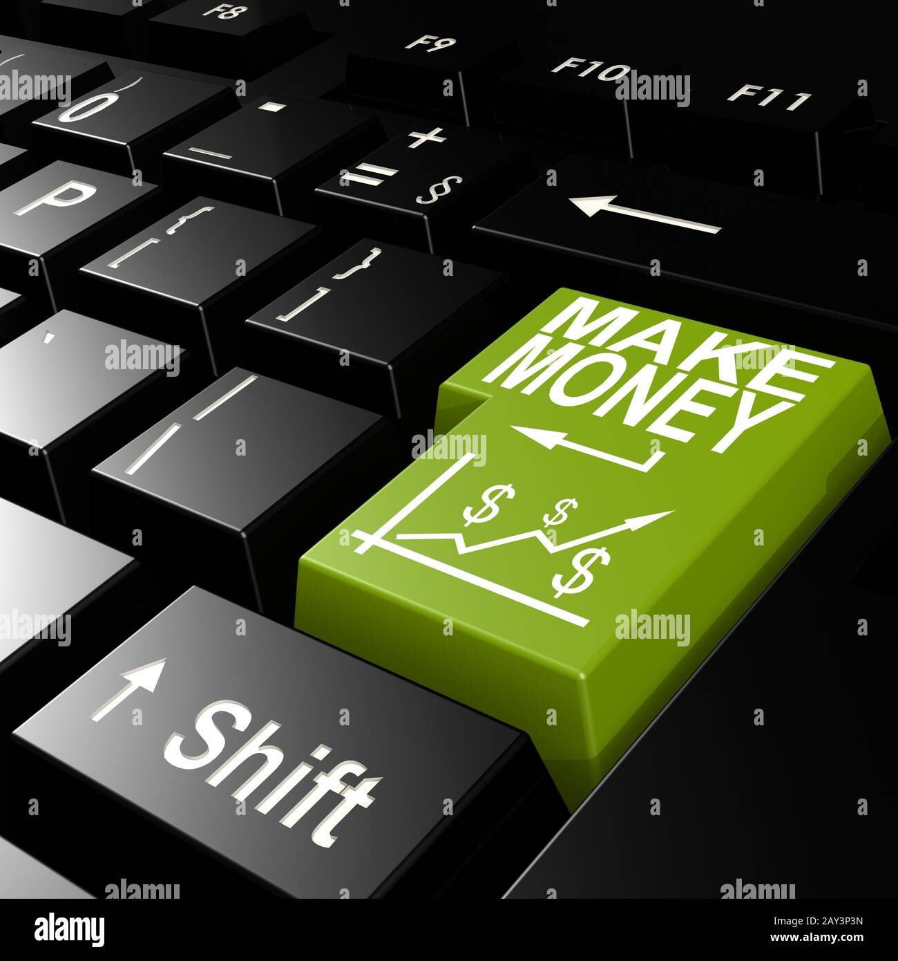 Make money word on the green enter keyboard Stock Photo - Alamy