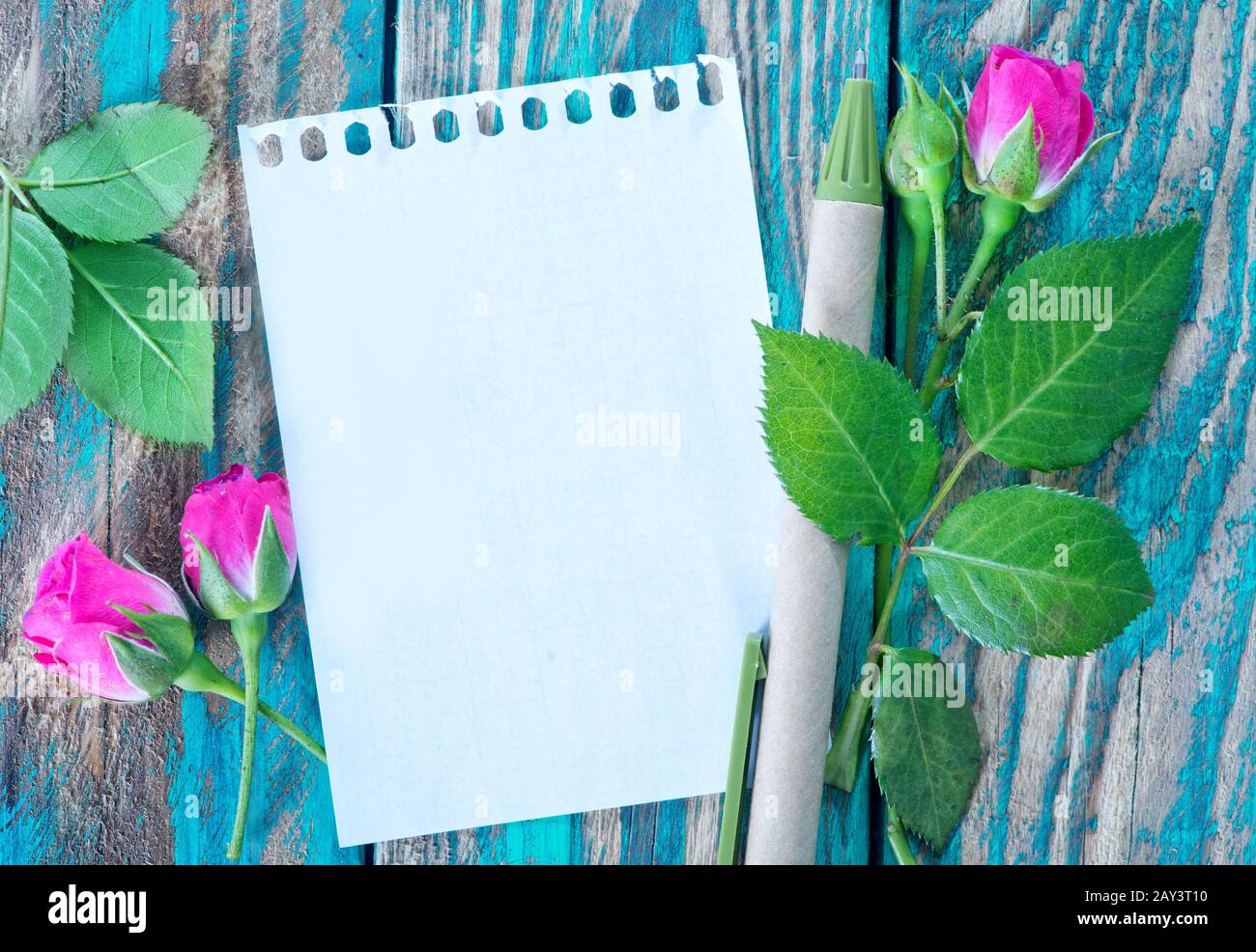 rose and note Stock Photo - Alamy