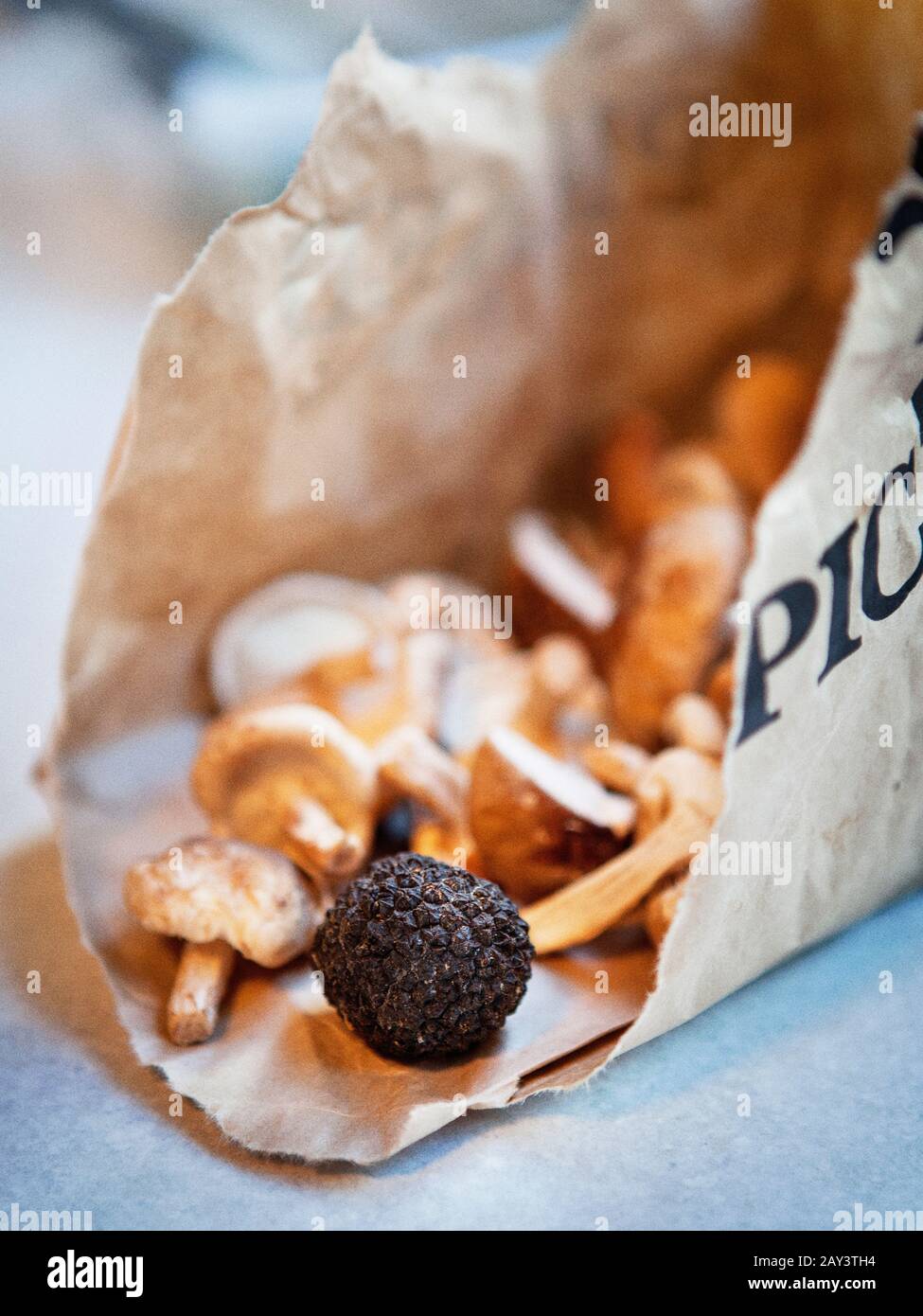 Black truffle in paper bag Stock Photo - Alamy