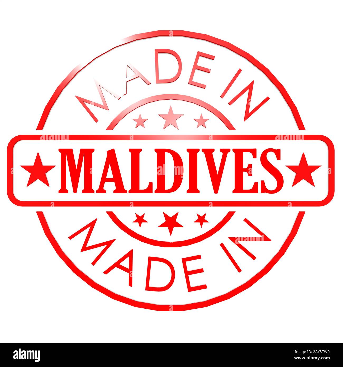Made in Maldives red seal Stock Photo - Alamy