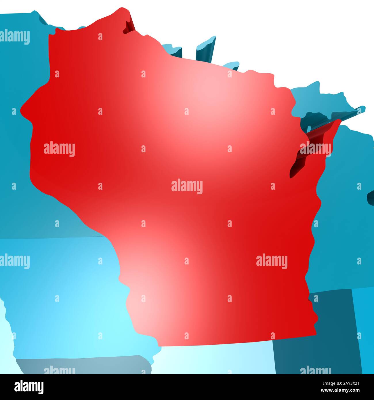 Wisconsin map on blue USA map Stock Photo - Alamy