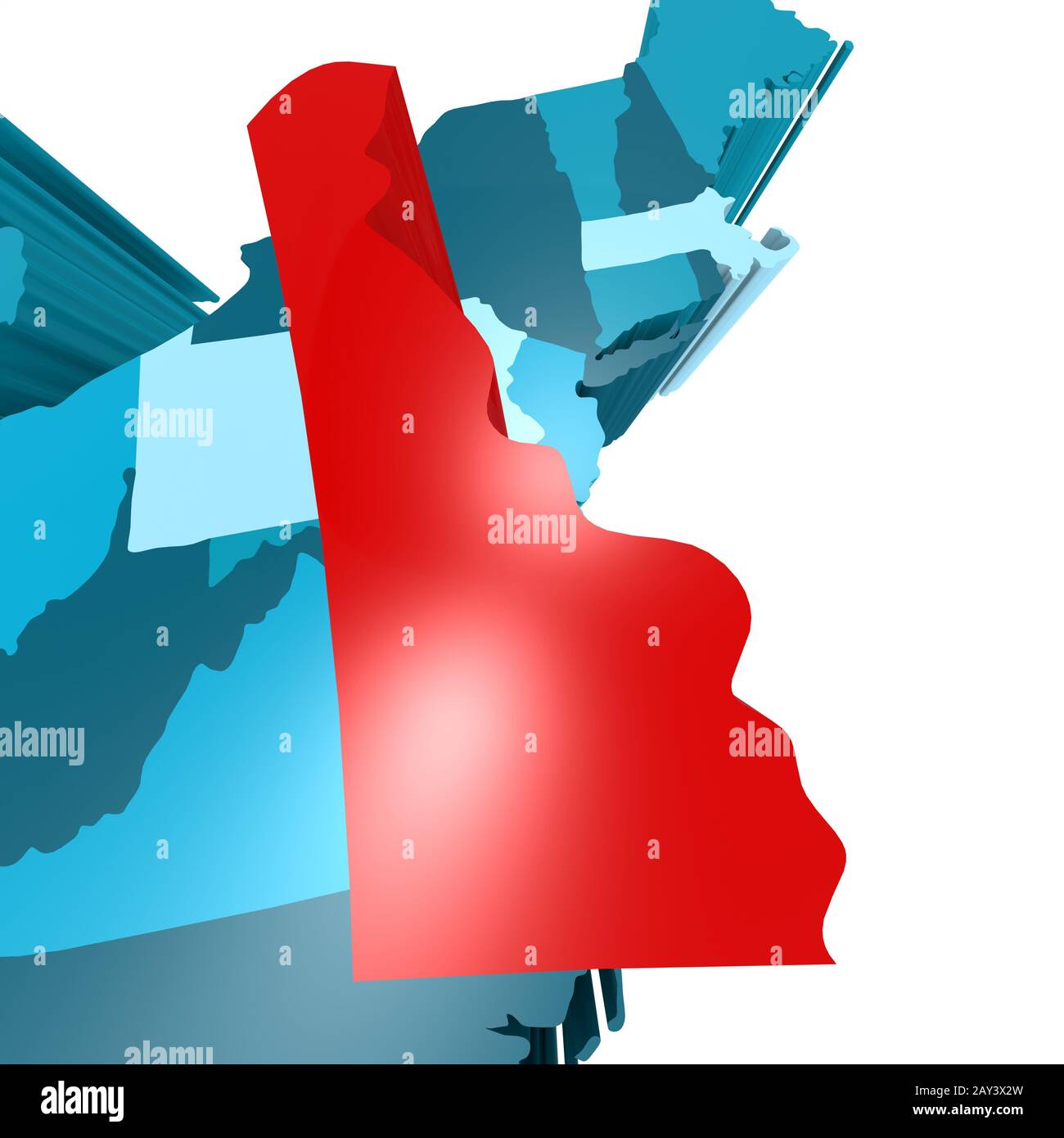 Delaware map on blue USA map Stock Photo - Alamy