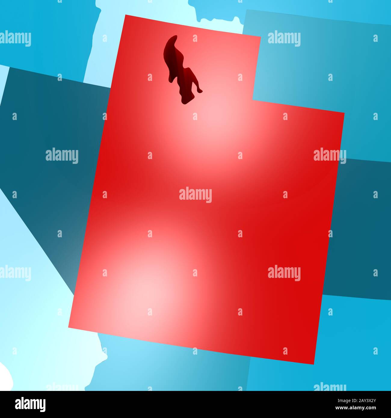 Utah map on blue USA map Stock Photo - Alamy