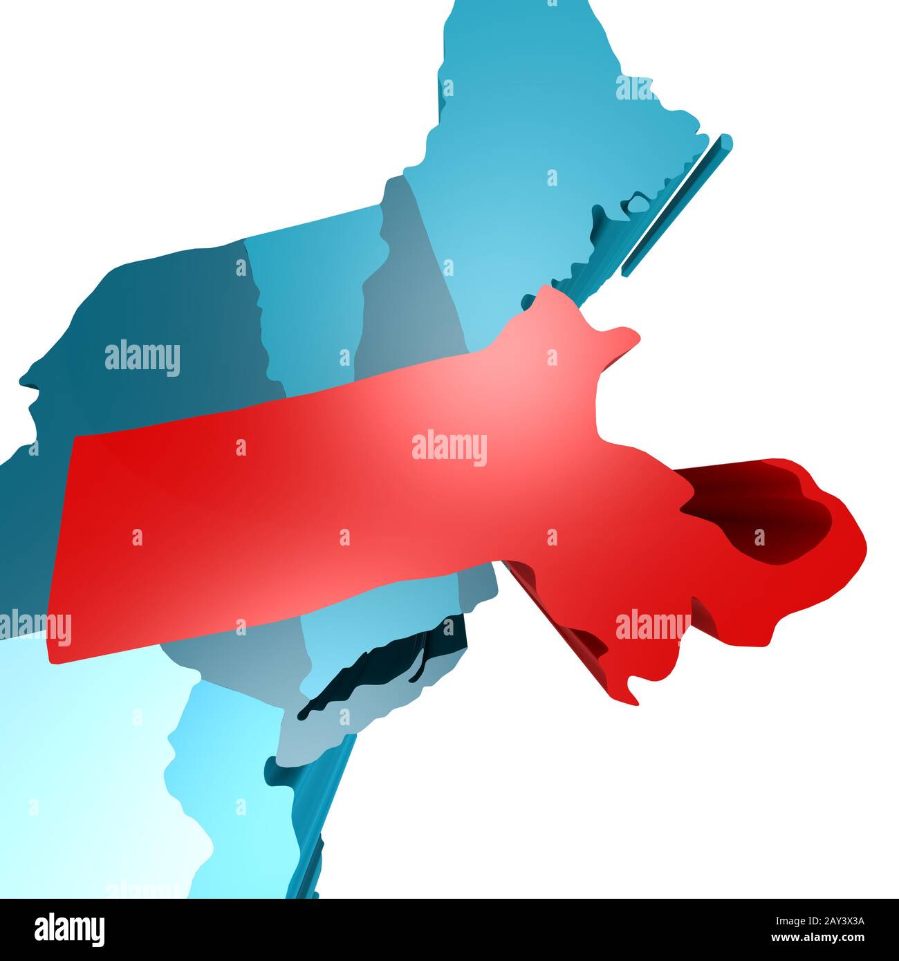 Massachusetts map on blue USA map Stock Photo - Alamy