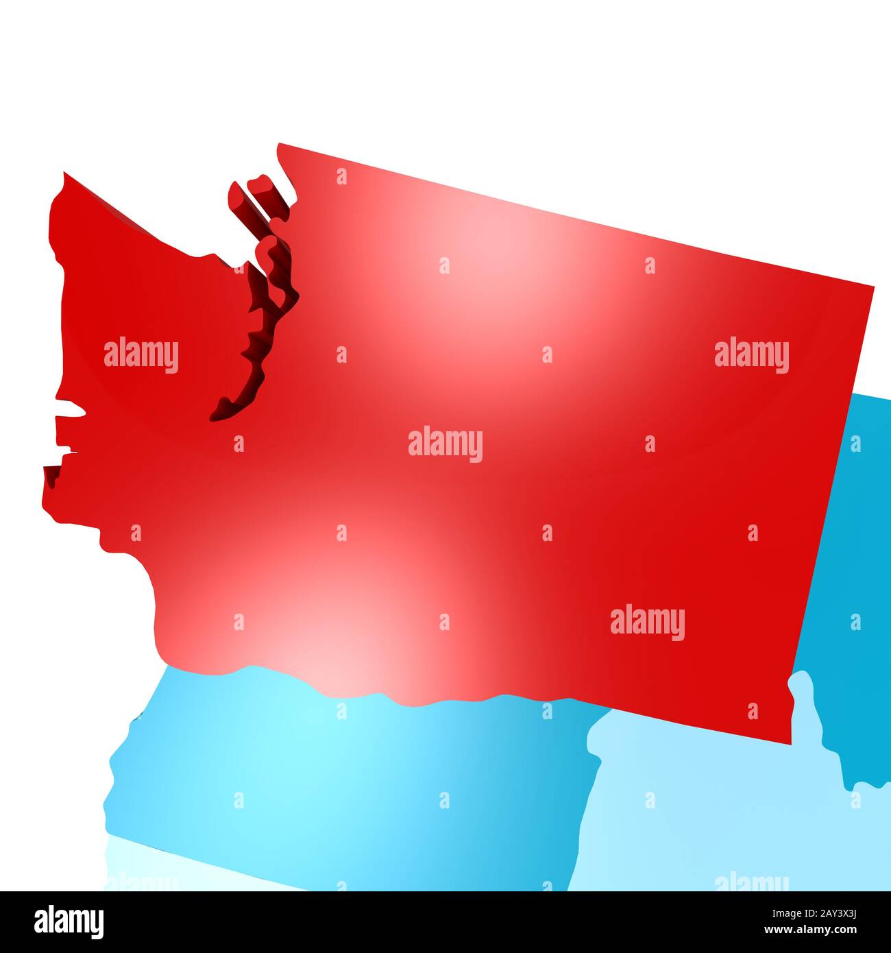 Washington map on blue USA map Stock Photo - Alamy