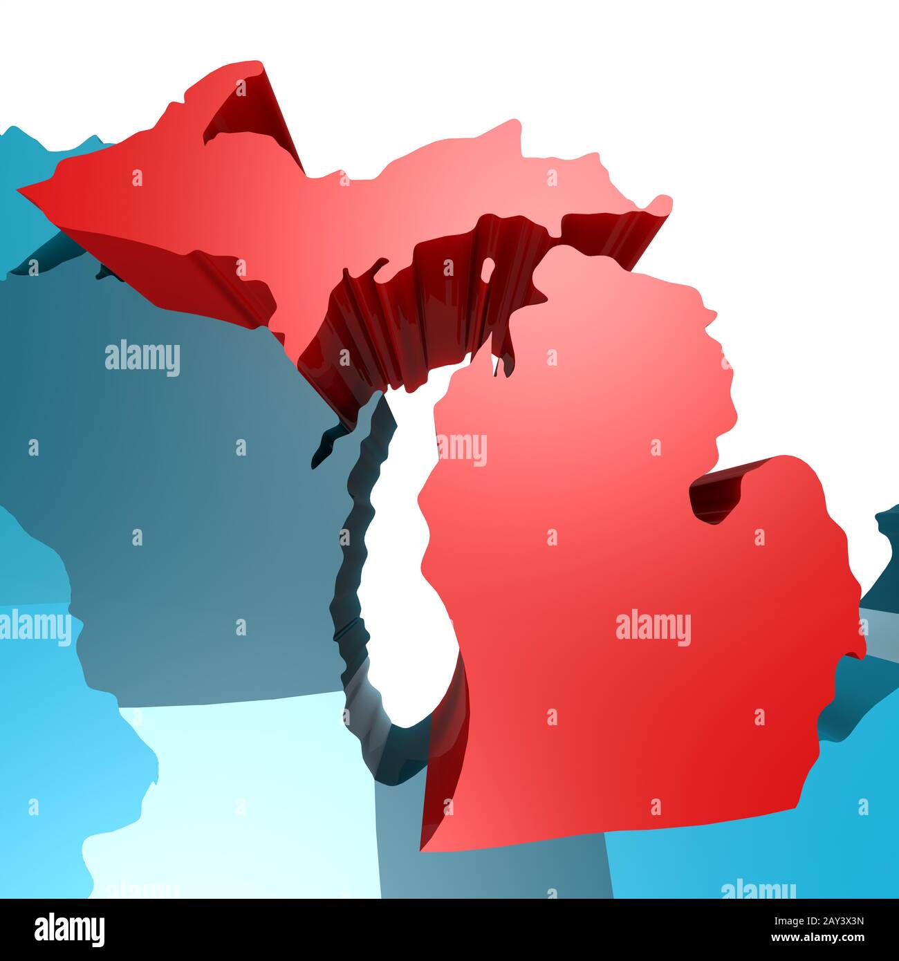 Michigan map on blue USA map Stock Photo - Alamy