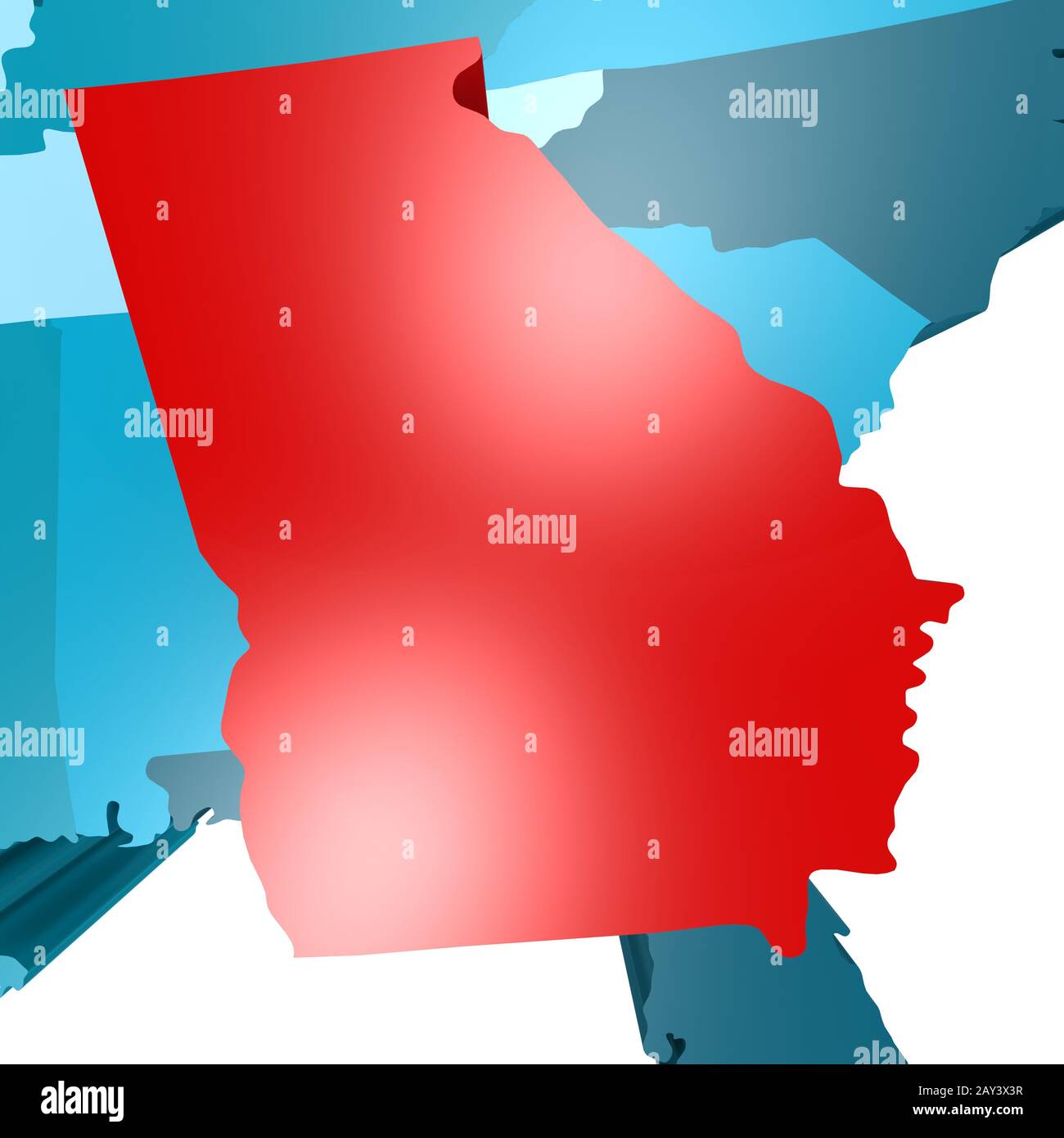 Georgia map on blue USA map Stock Photo - Alamy
