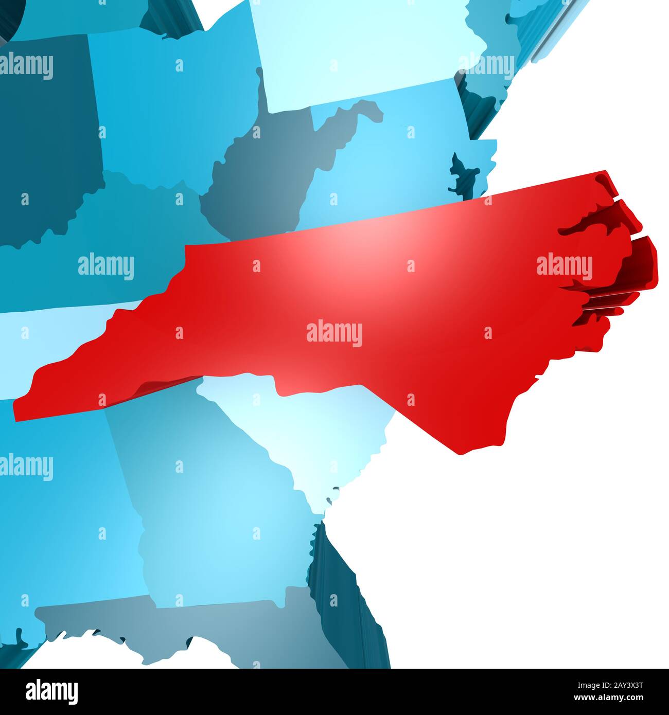 North Carolina map on blue USA map Stock Photo - Alamy