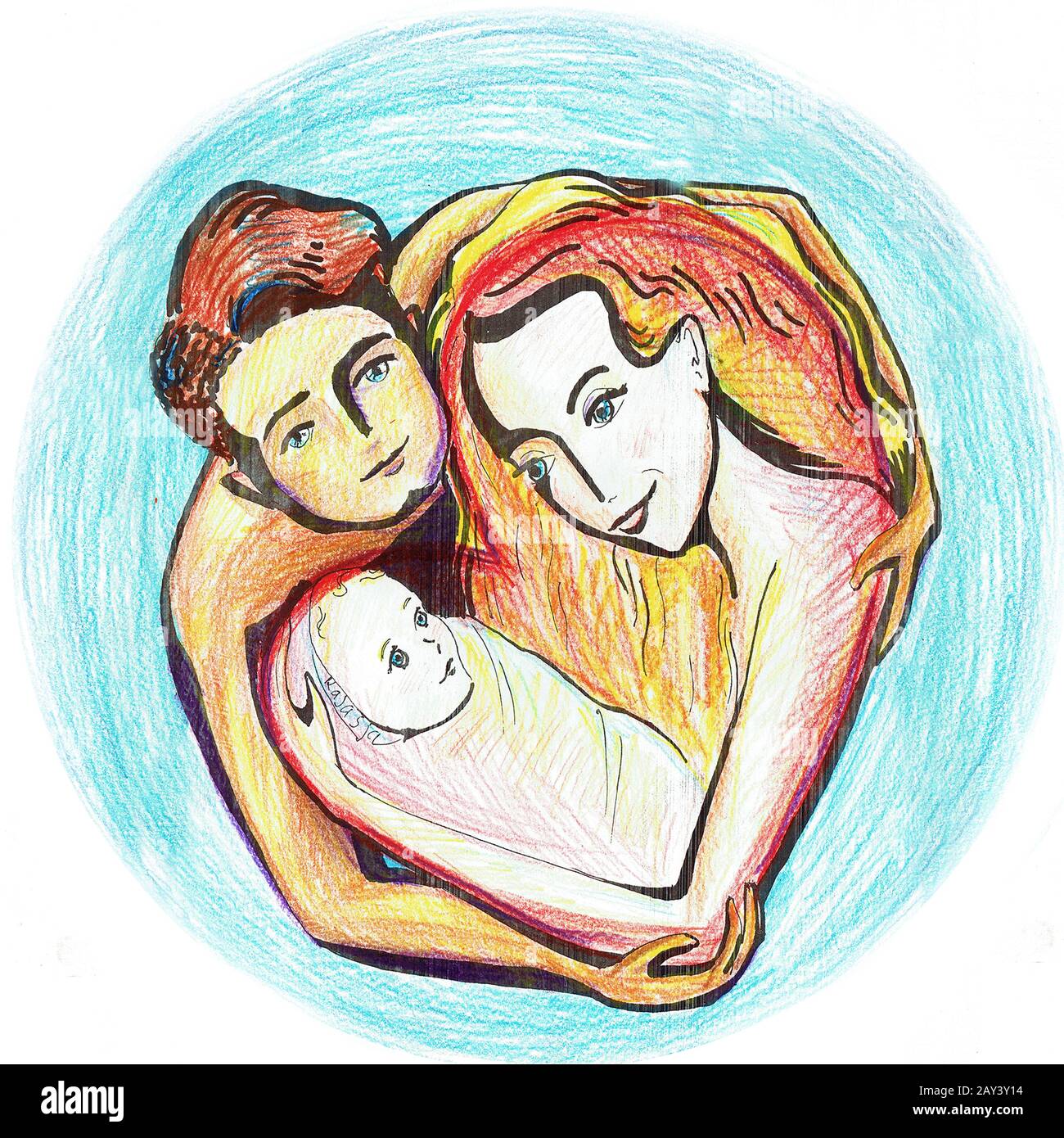 Cartoon parents baby family hi-res stock photography and images - Alamy