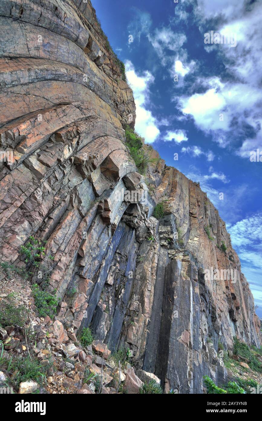 Hong Kong geopark, natural hexagonal column mural Stock Photo - Alamy