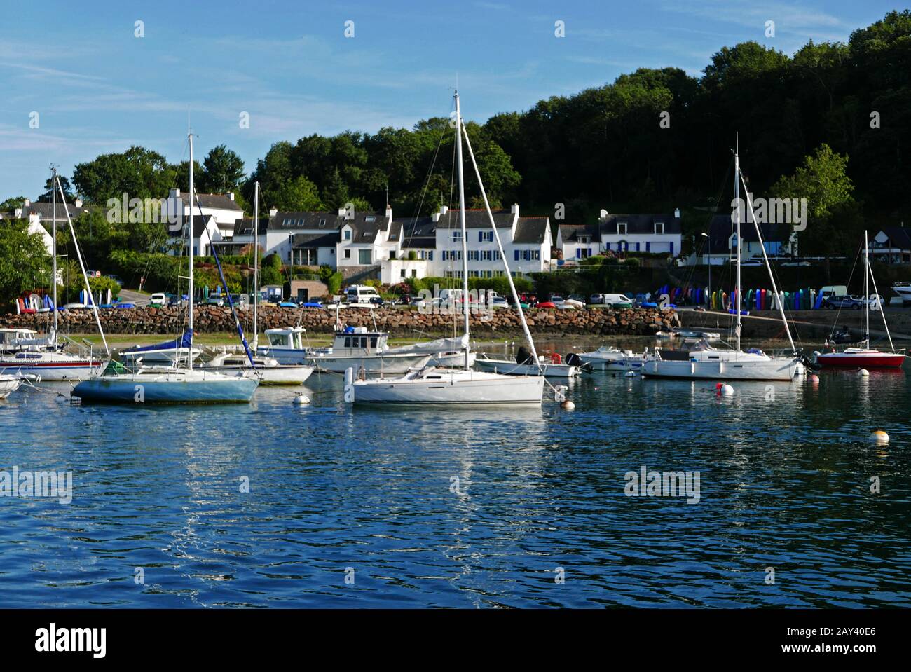 Belon river, harbour, Moelan, Finistere, Bretagne, France, Europe Stock ...