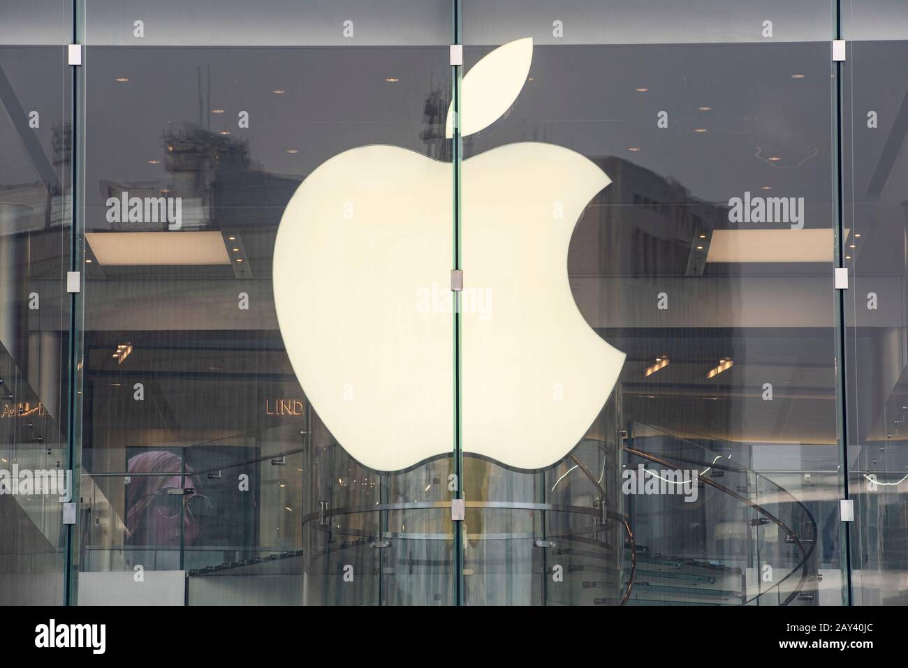 American multinational technology company Apple store and logo seen in ...