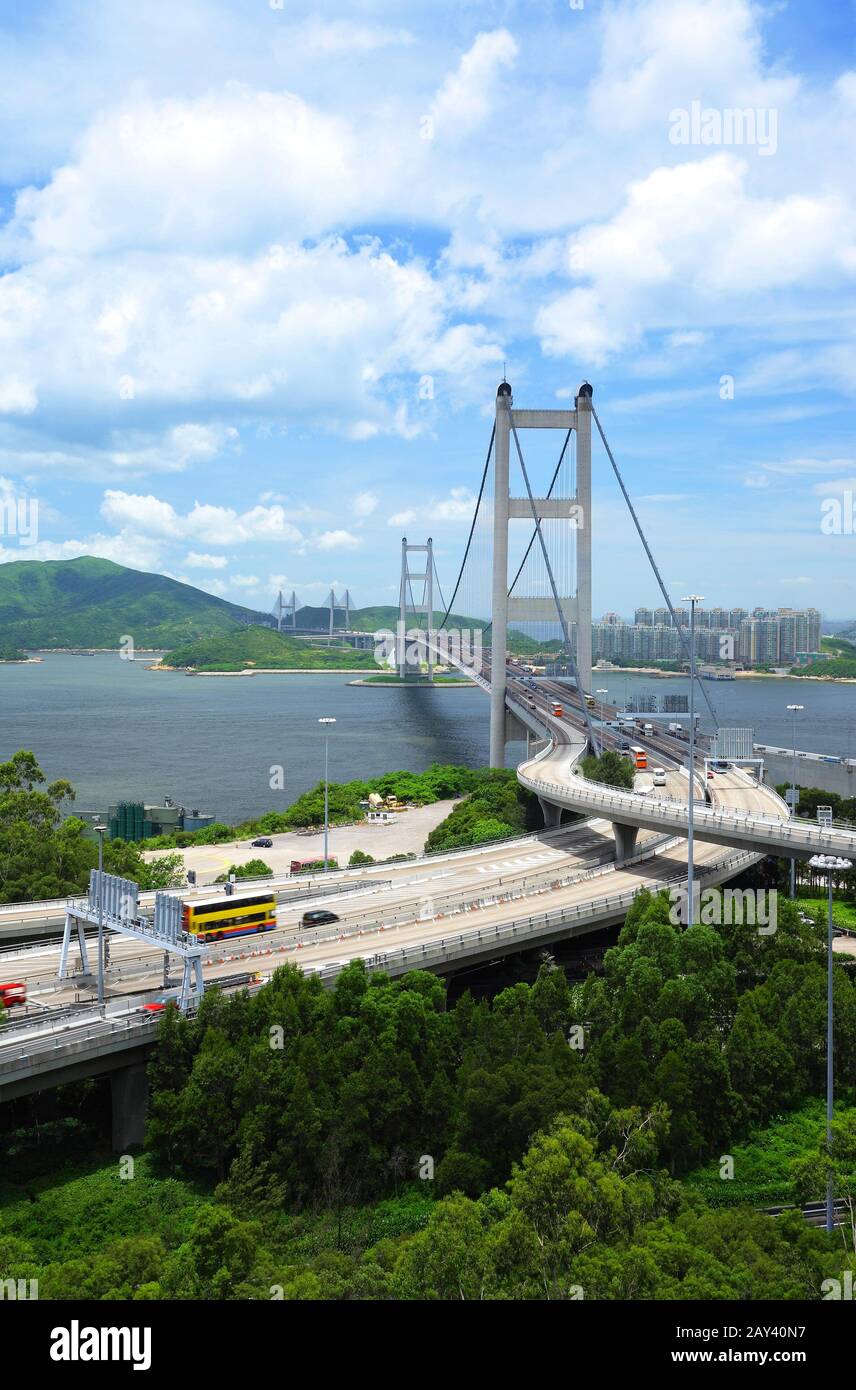 Bridge in Hong Kong, Tsing Ma Bridge Stock Photo - Alamy