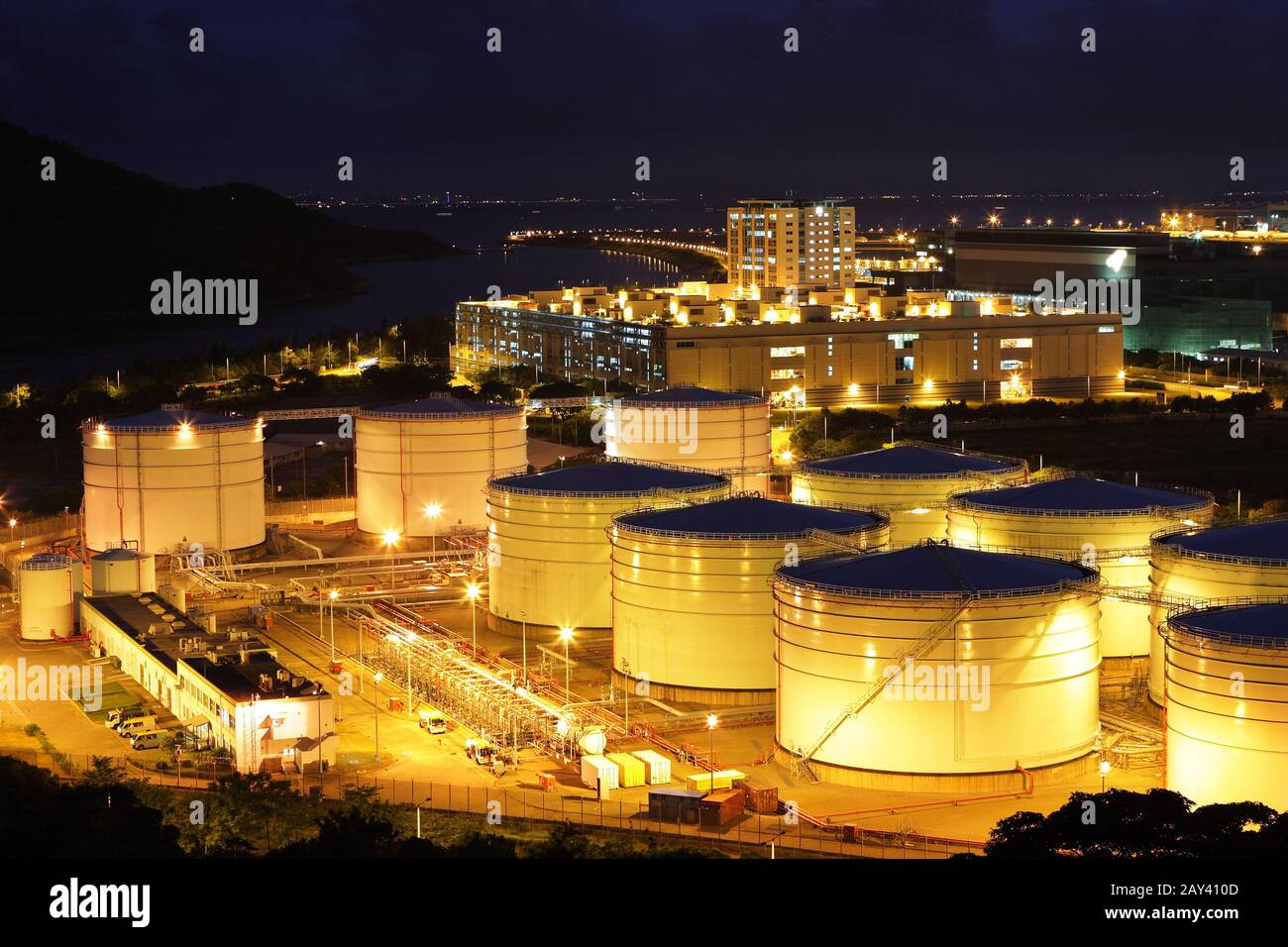 fuel tank at night Stock Photo - Alamy