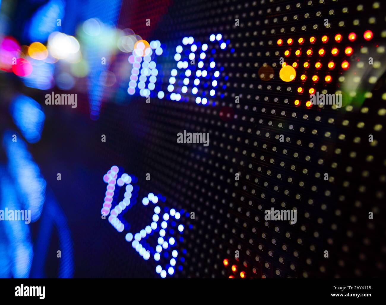 led display at night with stock infomation abstract Stock Photo - Alamy