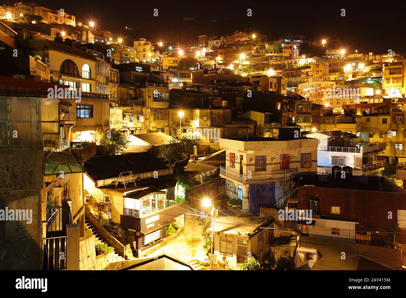 jiu fen village at night Stock Photo - Alamy