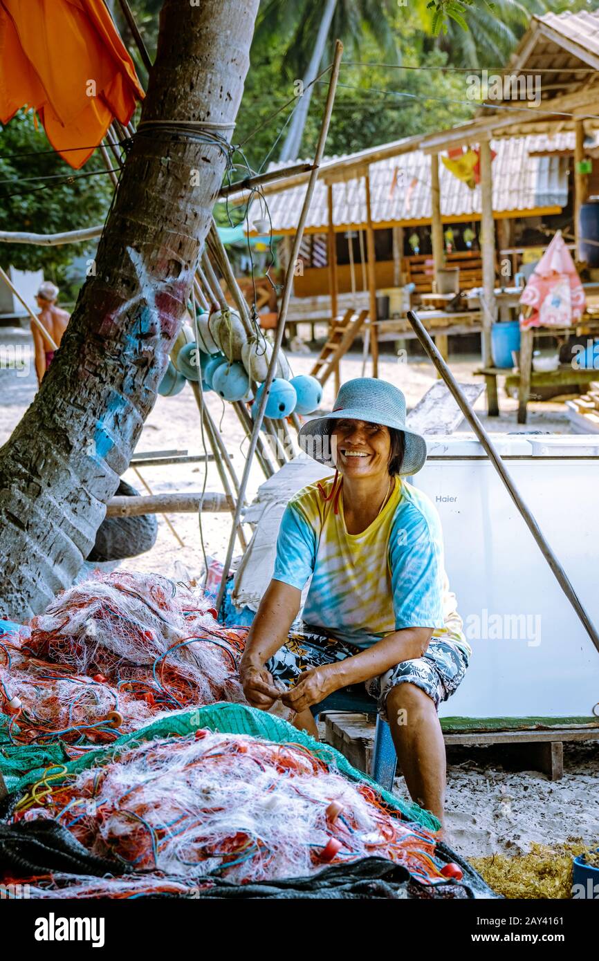 Koh Pitak Island Chumphon Thailand January 2019, Fishing village on the ...