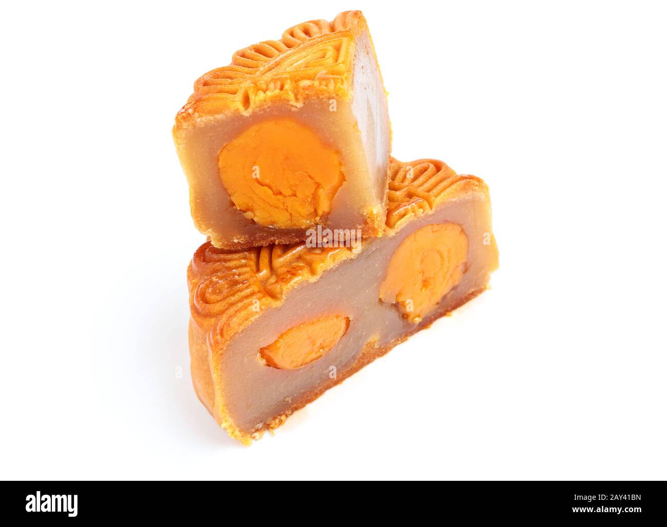Traditional mooncake on red Cut Out Stock Images & Pictures - Alamy