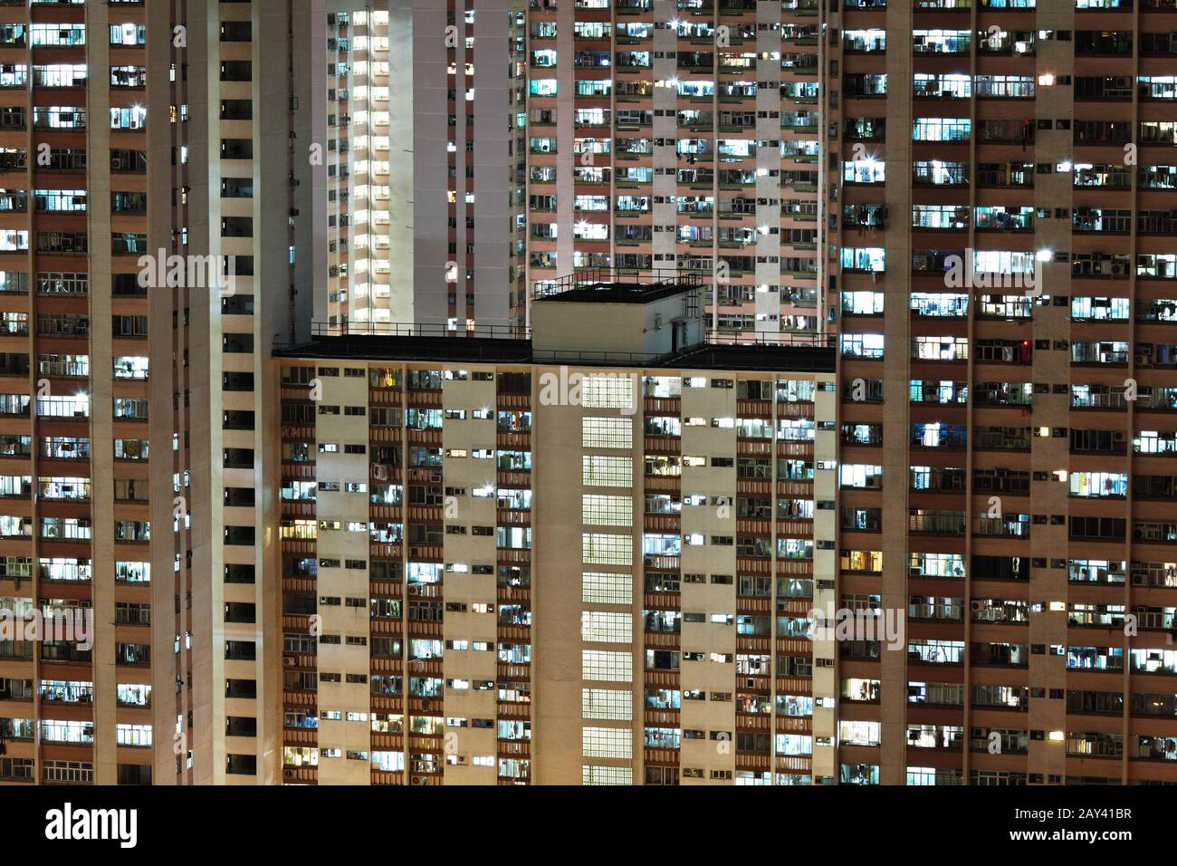 apartment building at night Stock Photo - Alamy