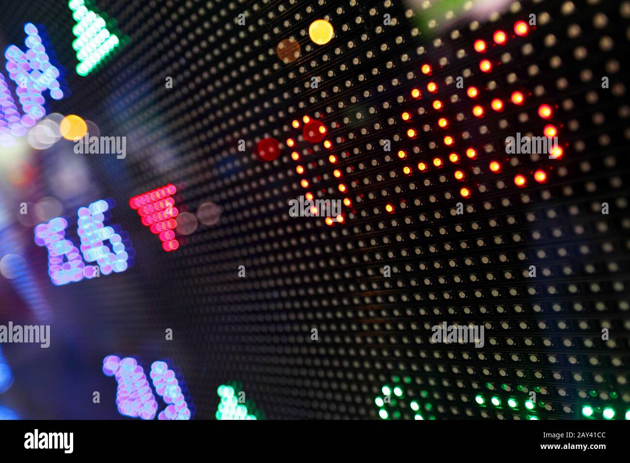 led display at night with stock infomation abstract Stock Photo - Alamy