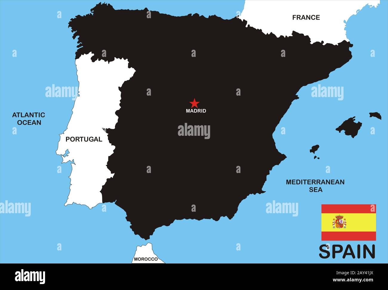 Spain nation map hi-res stock photography and images - Alamy