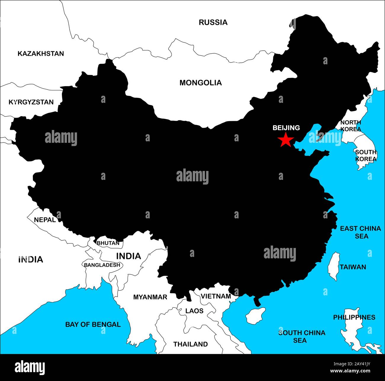 China flag map hi-res stock photography and images - Alamy