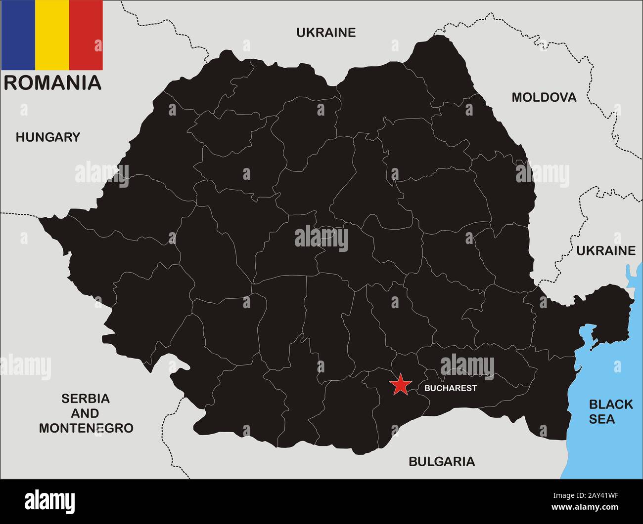 Romania map hi-res stock photography and images - Alamy