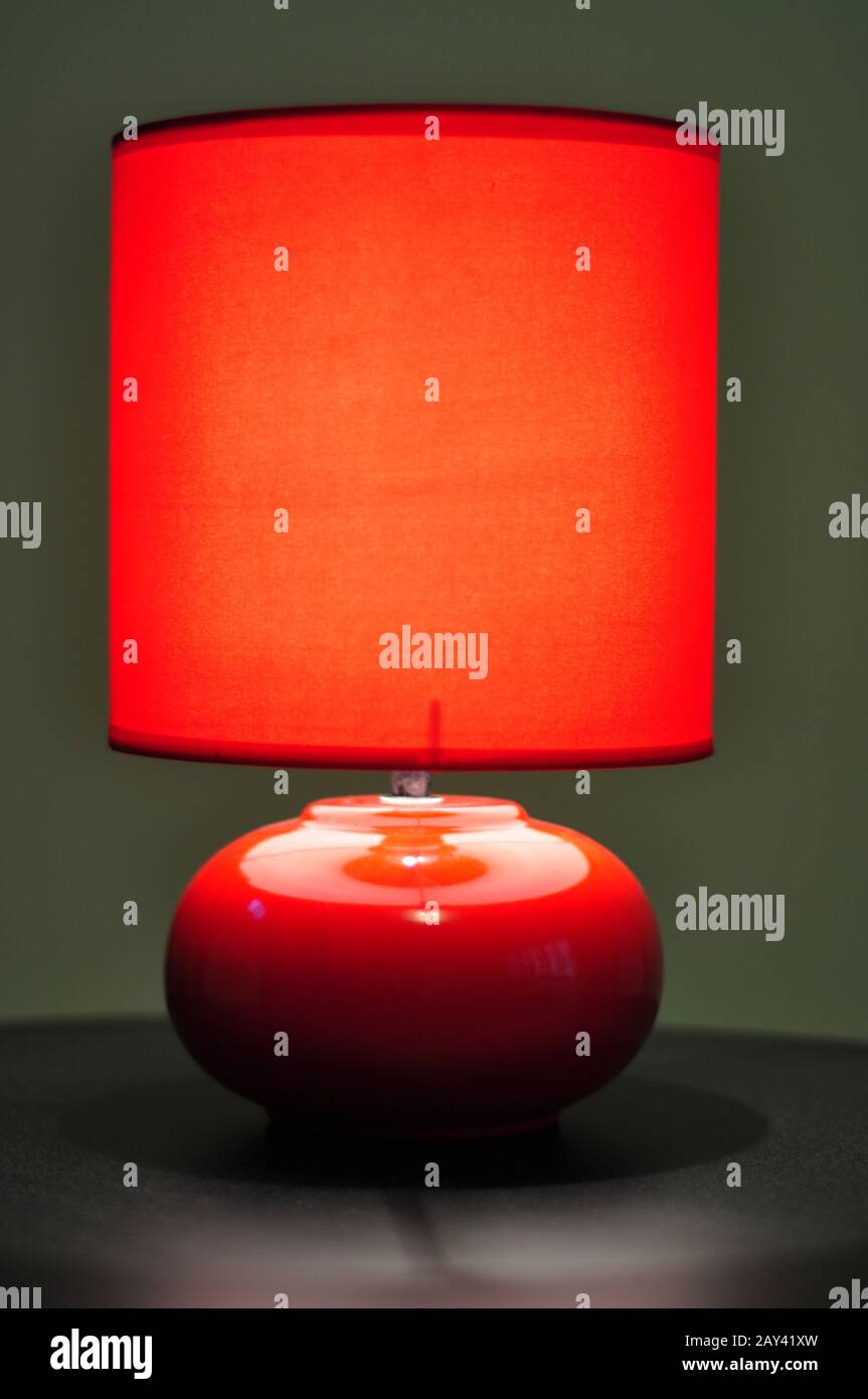 Red table lamp Stock Photo - Alamy