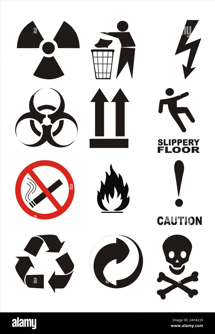Useful Warning Symbols Stock Photo - Alamy