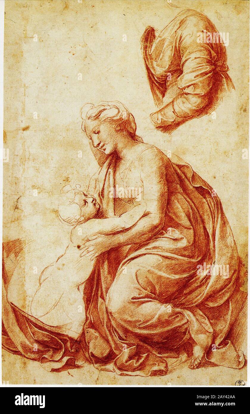 Raphael.Study for the Madonna and Child.1518 Stock Photo - Alamy