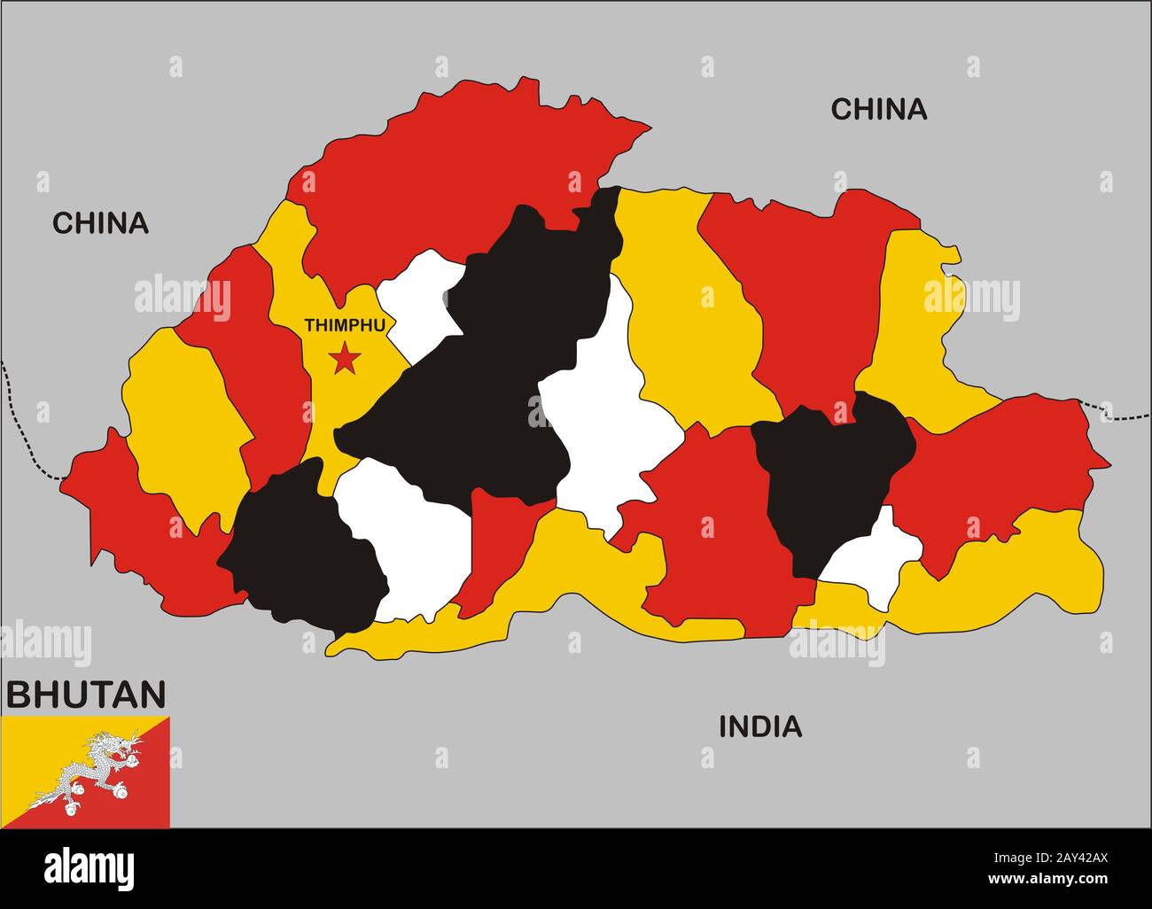 Bhutan map hi-res stock photography and images - Alamy