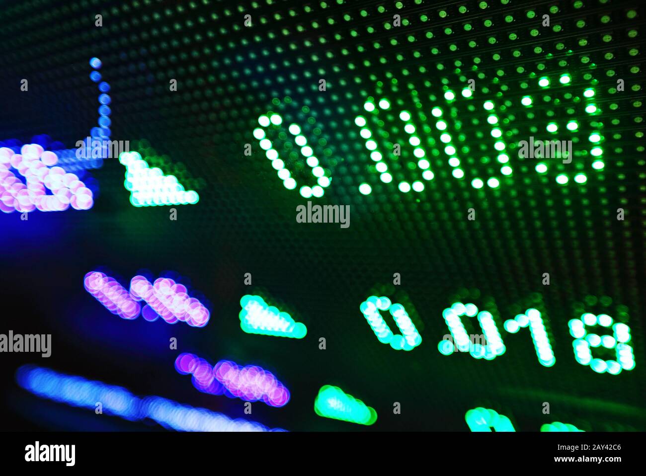 led display at night with stock infomation abstract Stock Photo - Alamy