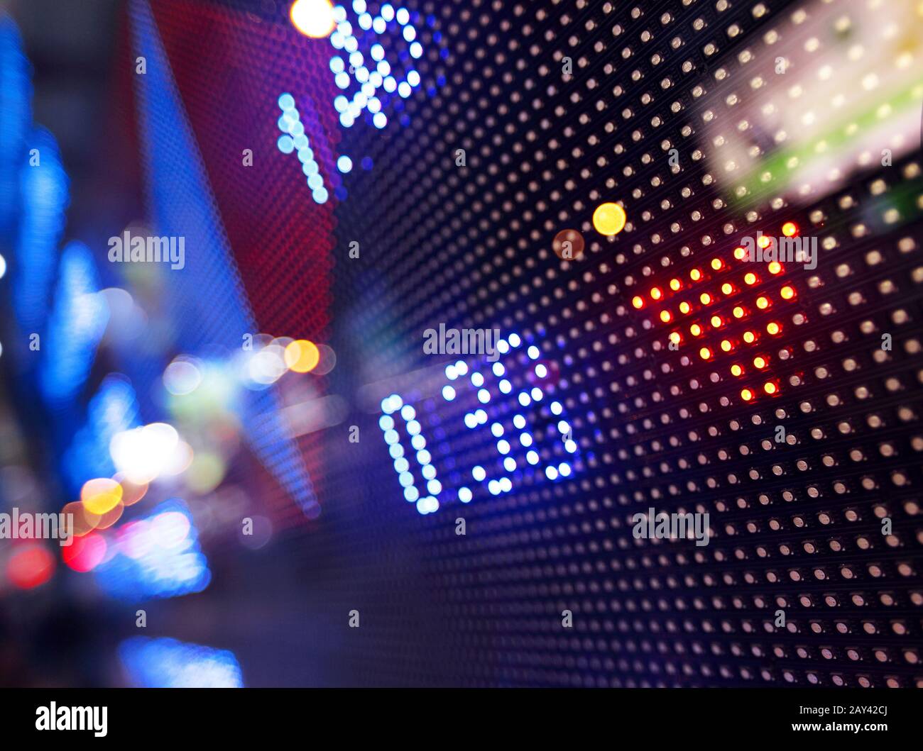 led display at night with stock infomation abstract Stock Photo - Alamy