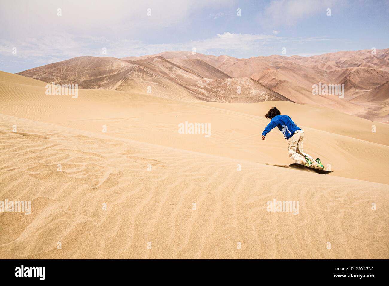 Sandboarding on Atacama Desert. Iquique, Tarapaca Region, Chile Stock ...