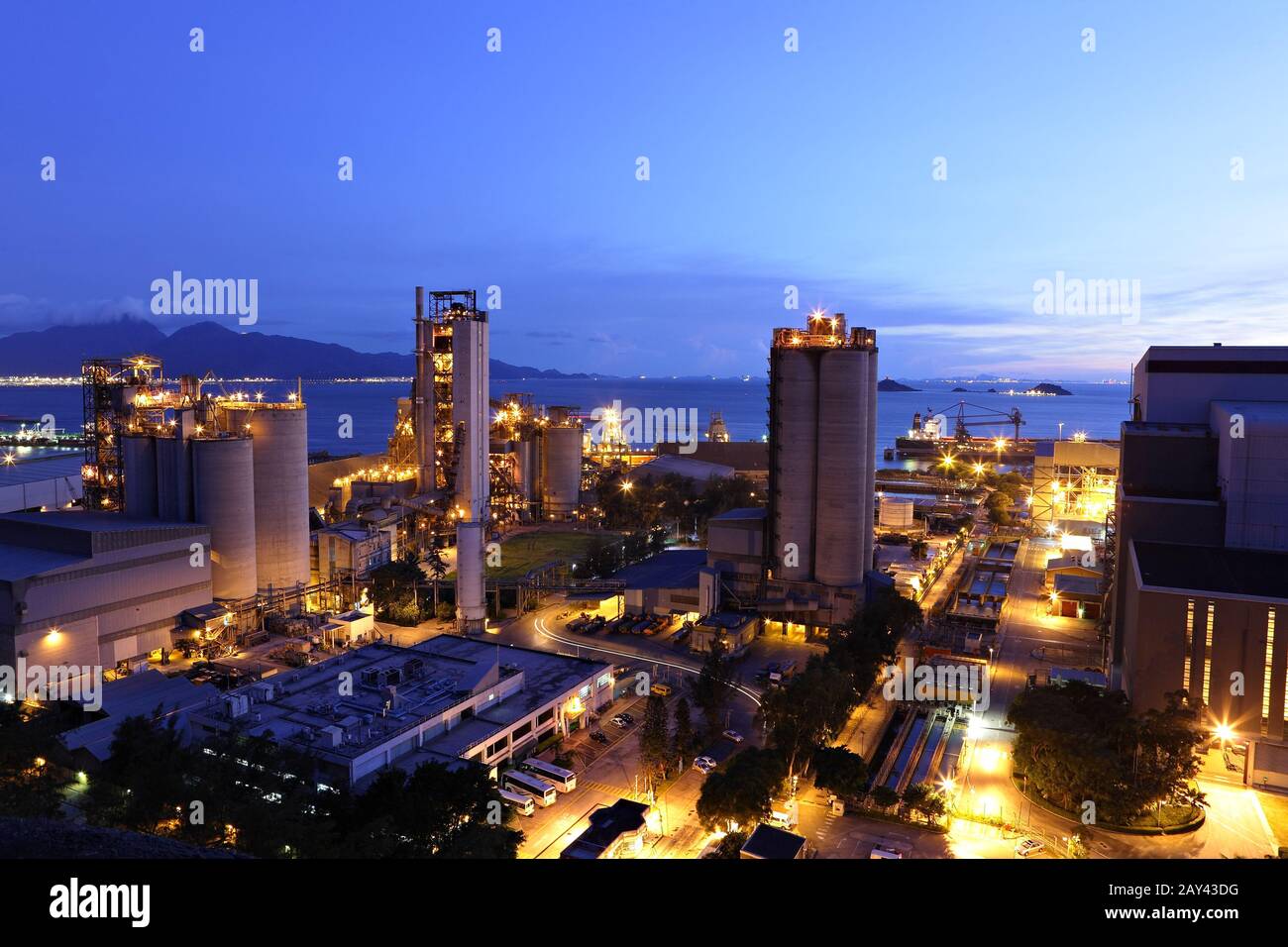 cement factory at night Stock Photo - Alamy