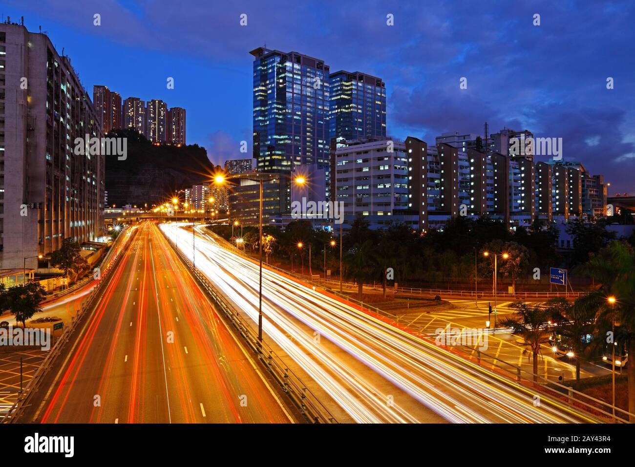 Highway in city at night Stock Photo - Alamy