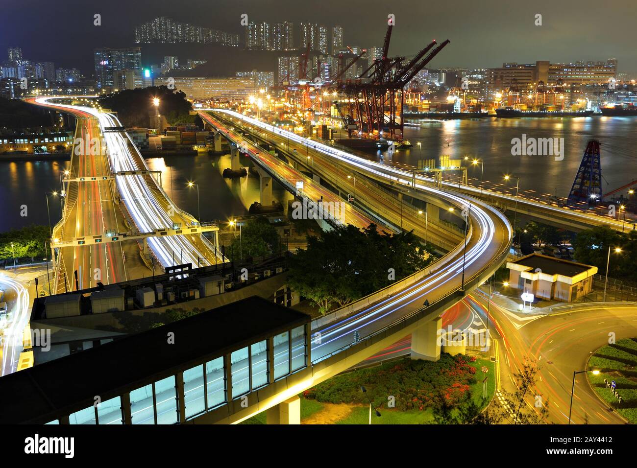 Cargo Terminal and highway Stock Photo - Alamy