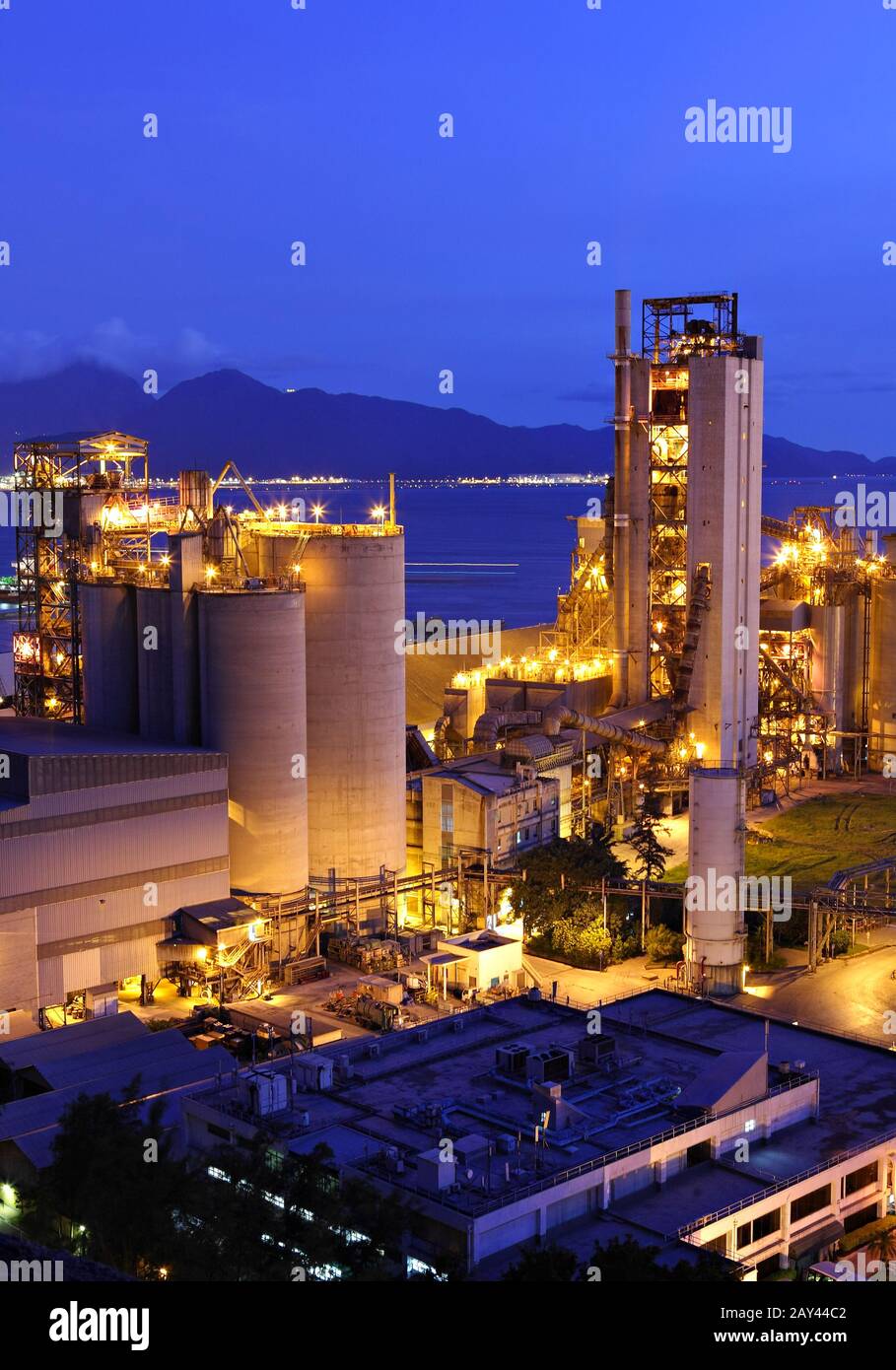 cement factory at night Stock Photo - Alamy