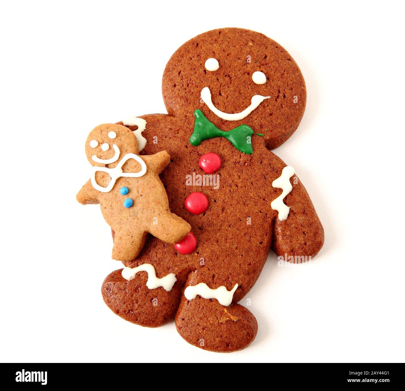 Gingerbread man cookies on white background Stock Photo - Alamy