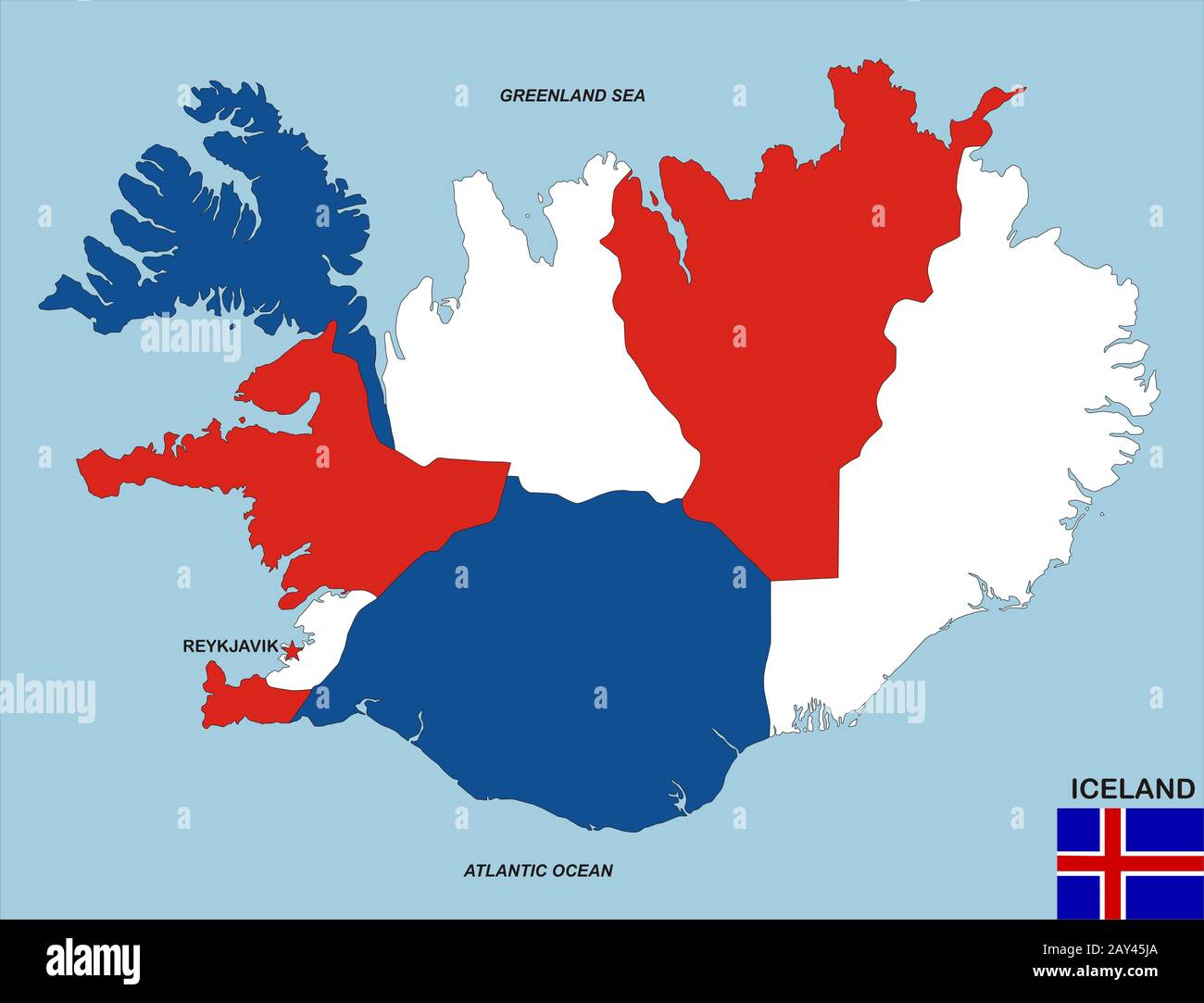 Iceland flag with map hi-res stock photography and images - Alamy