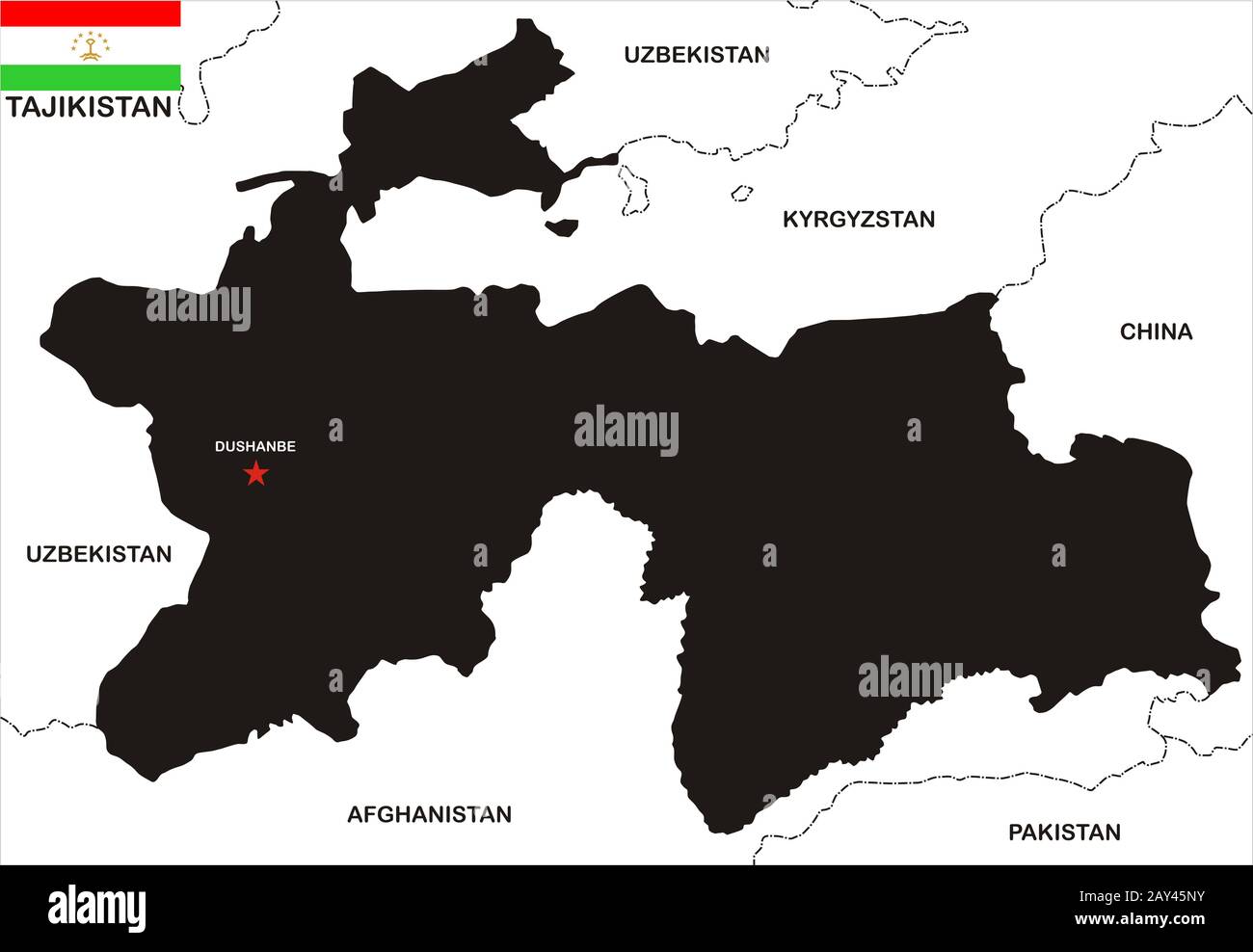 Map of tajikistan hi-res stock photography and images - Alamy