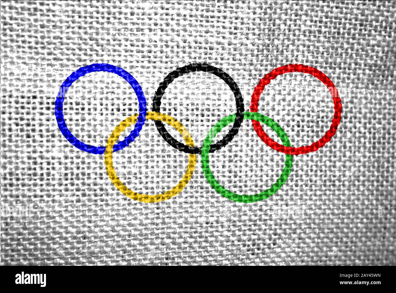 Olympic rings flag hi-res stock photography and images - Alamy