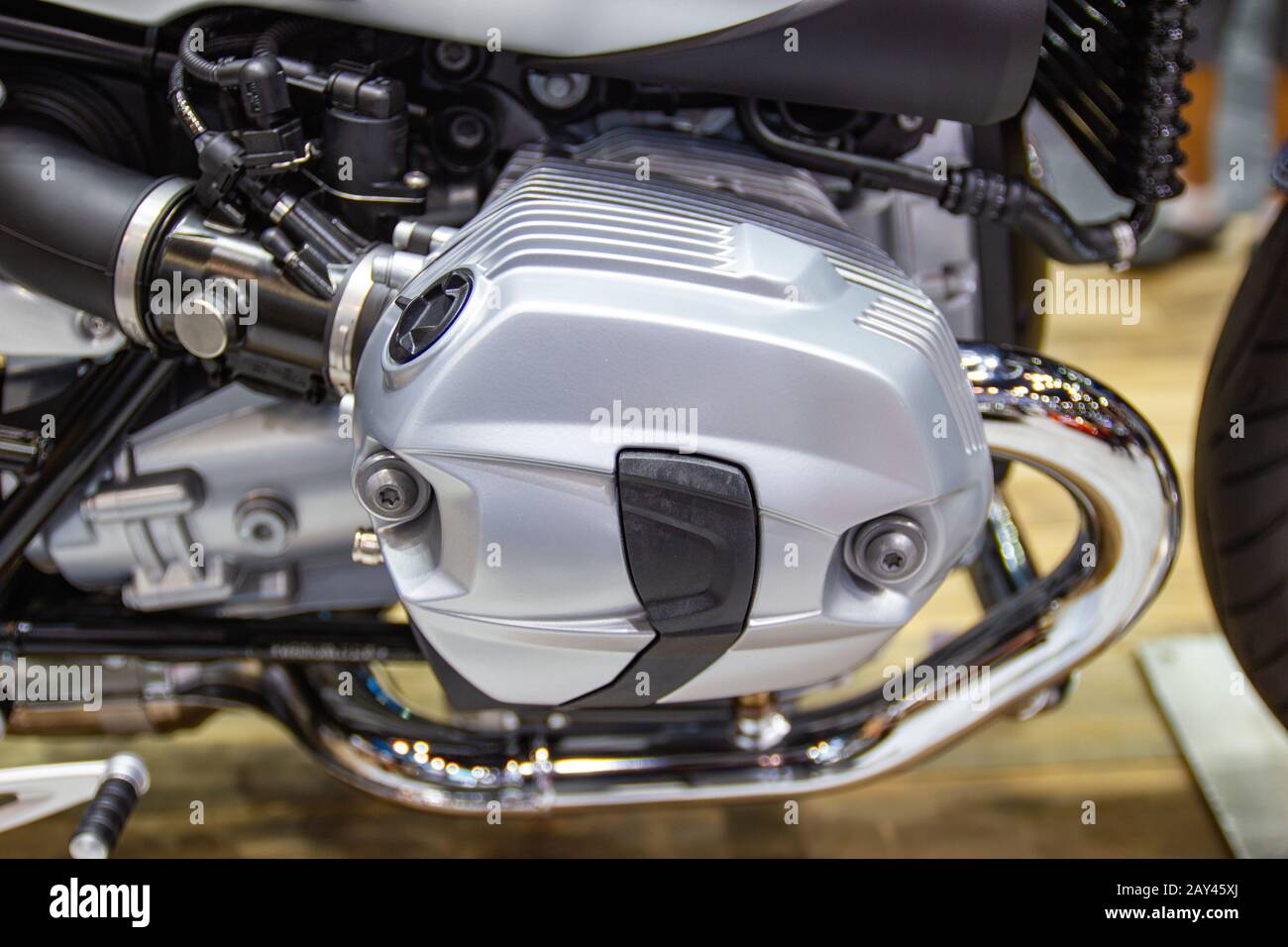 Closeup - Detail of Motorbike cylinder block concept new engine for ...