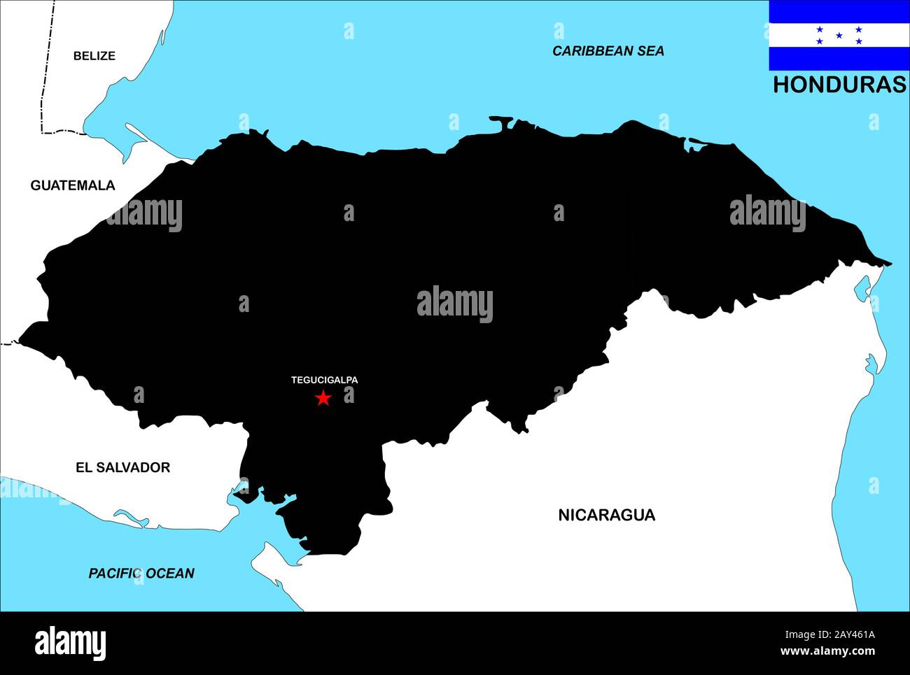 Honduras map hi-res stock photography and images - Alamy