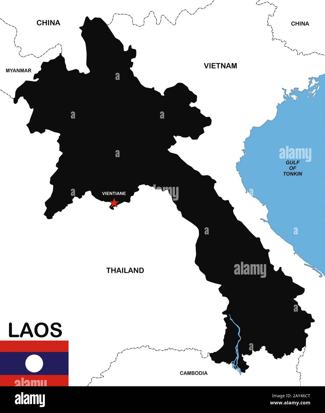 Laos map hi-res stock photography and images - Alamy