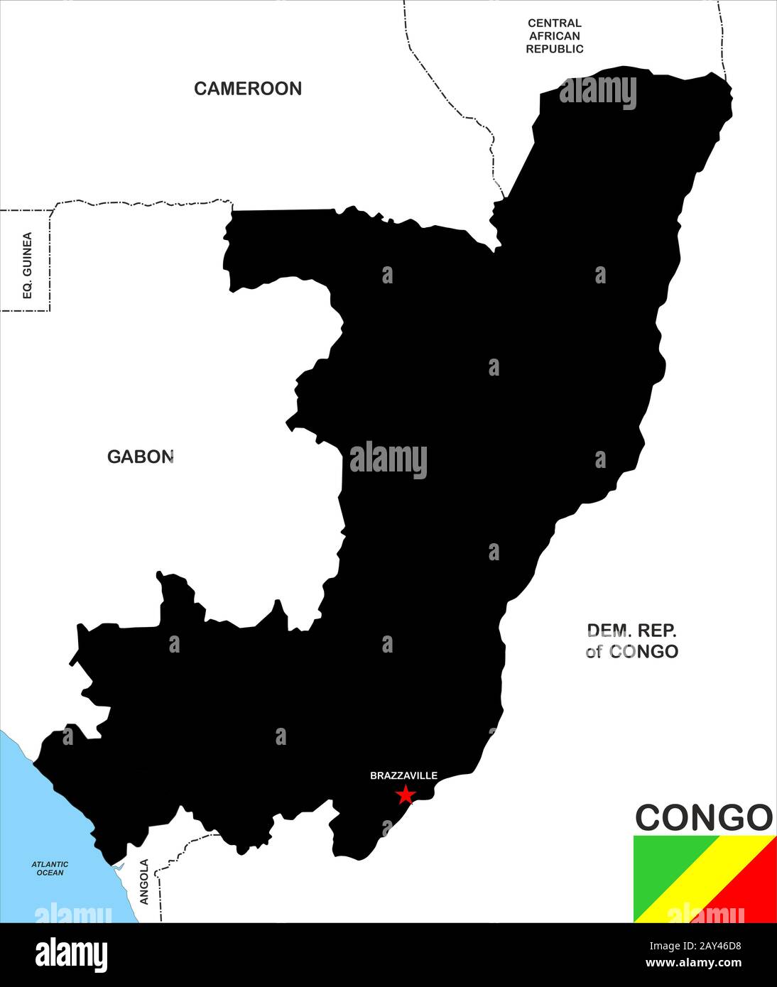 congo republic map Stock Photo - Alamy